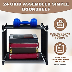 Suzile 24 Large Extra Cube Storage Organizer 6 Tiers Bookshelf Organizer Black Cube Storage Shelf DIY Bookcase Tall Book Shelves for Living Room Study Room Bedroom Office