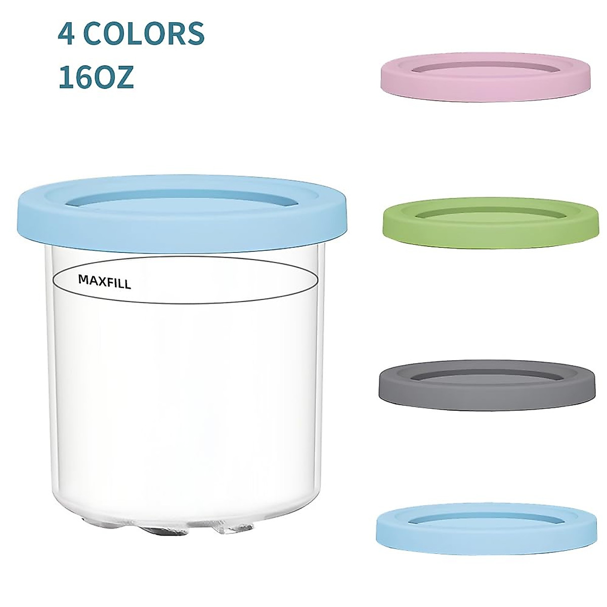 Noble Hydric Ninja Creami Pints And Lids - 4 Pack Ninja Creamy Pints Containers Nc301 Nc300 Nc299amz Series Ninja Creami Pints Safe Series Creamer Ninja Creamy Pints