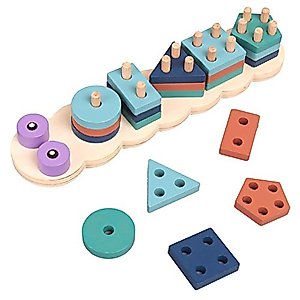 MCJL Children's Geometric Shape Toys Wooden Puzzle Toy Cubic Toy Baby Cube Shaped Cognitive Toys Birthday Present