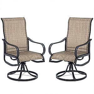 VONZOY Patio Swivel Chairs Set of 2, High Back Outdoor Dining Chair with Textilene Mesh Fabric for Lawn Garden Backyard