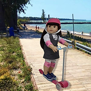 THE NEW YORK DOLL COLLECTION 18" Doll Scooter & Helmet Set - 18in Dolls Accessories Doll Bike Accessories Play Set and Doll Helmet (Scooter+Helmet)