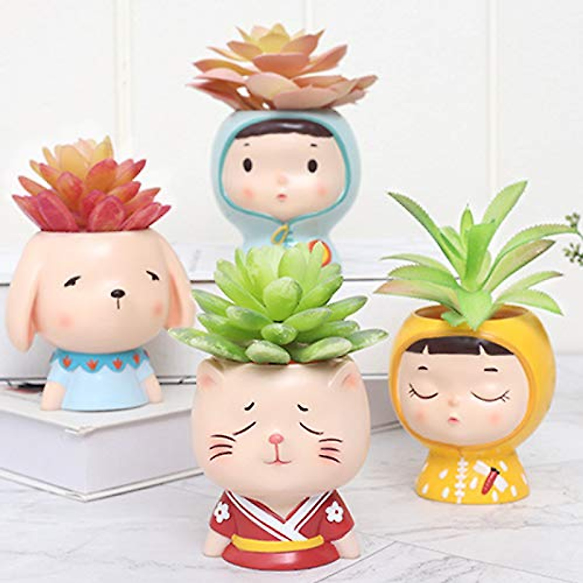 MileHouse Cartoon Figure Plants Planter Pot, Desktop Decorative Ceramic Flower Pot, Handicraft Bonsai Planters 6