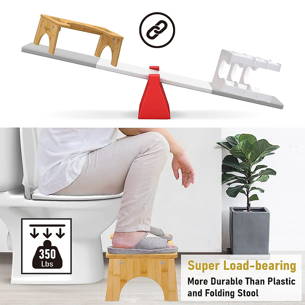 DORPU Squatting Toilet Stool, Anti Slip Toilet Potty Step Stool Sturdy Bathroom Stool for Adults 350 lbs Load Capacity (7 inches)