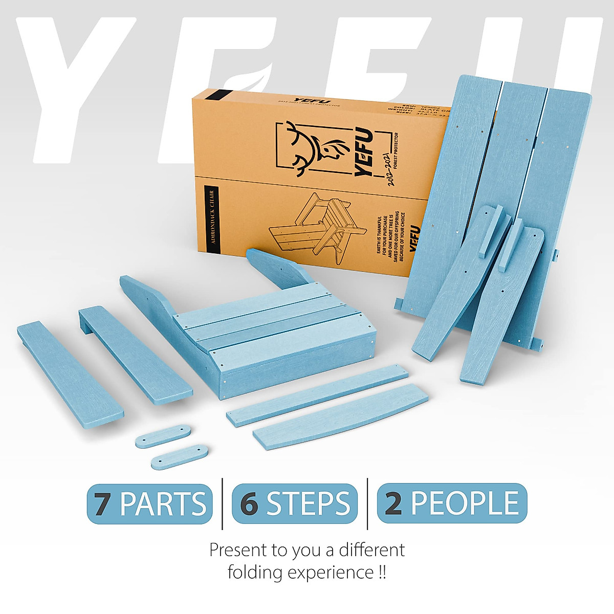 YEFU Folding Modern Adirondack Chair Plastic, 1s Expand/Store Upgrade Unlocked Weather-Resistant, Poly Lumber Outdoor Chairs Stacked, Widely Used in Outside Patio, Lawn, Deck, Garden Chairs (White)