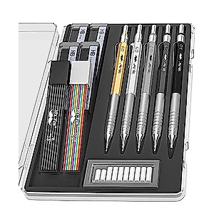 Mr. Pen- Metal Mechanical Pencil Set with Leads and Eraser Refills, 5 Sizes - 0.3, 0.5, 0.7, 0.9 and 2 Millimeters, Sketching/ Drafting Pencil