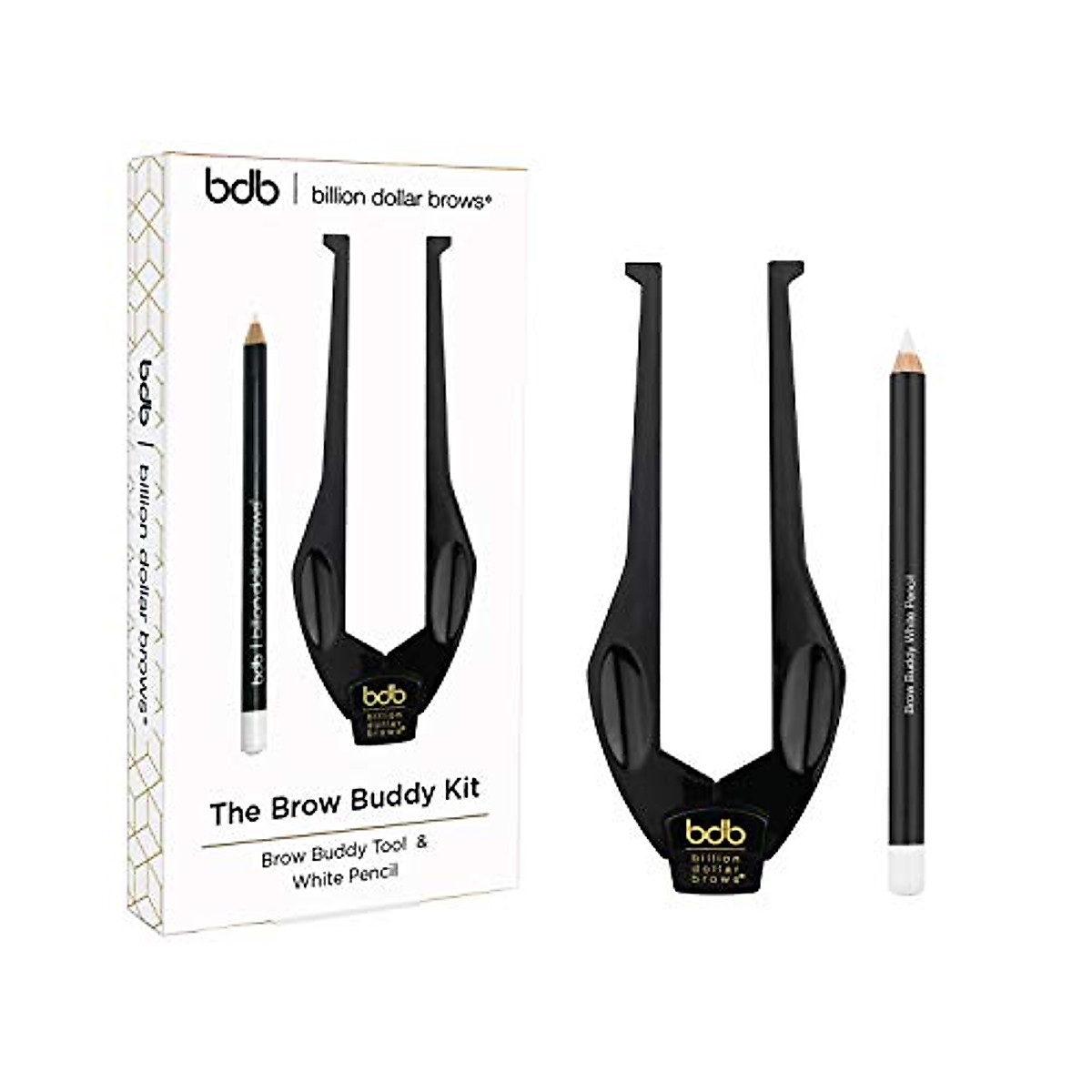 Billion Dollar Brows 2-Piece Brow Buddy Contour Stencil Microblading Kit for Symmetrical Eyebrows, Black
