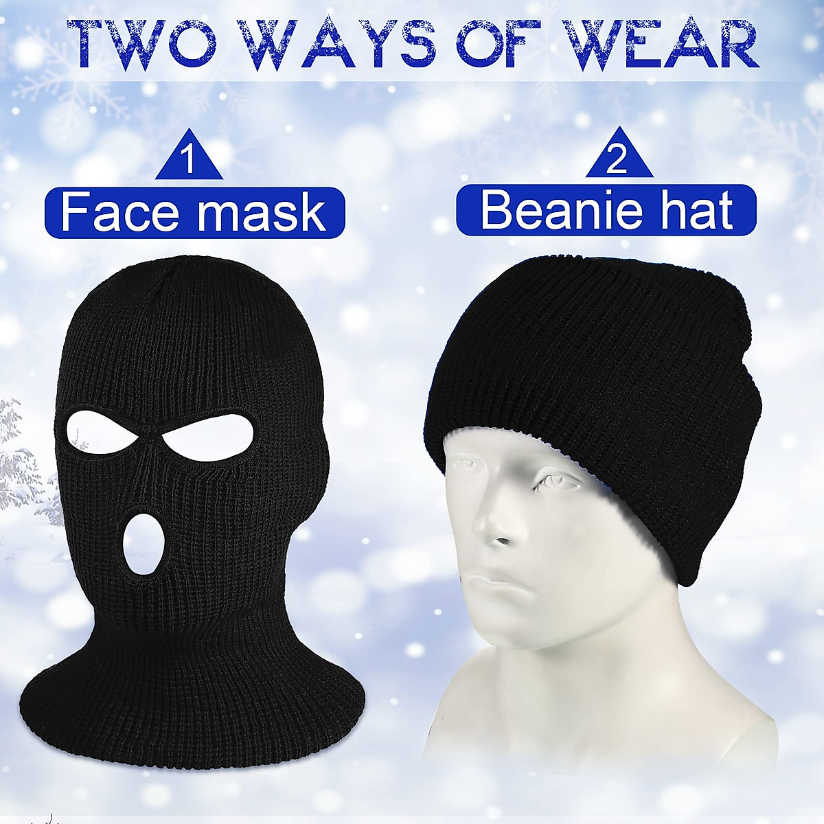 12 Pieces Ski Mask for Men Knitted Ski Mask Beanie Winter Balaclava Beanie Mask Ski Mask 3 Hole with Designs Full Face Knit Mask for Men Women Outdoor Sports
