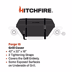 HitchFire Forge 15 Grill Cover, Water, Flame, UV Resistant, Weather Resistant Grill Cover for Portable Grill, BBQ Grill, Two Heavyweight Buckling Straps for Secure Fit