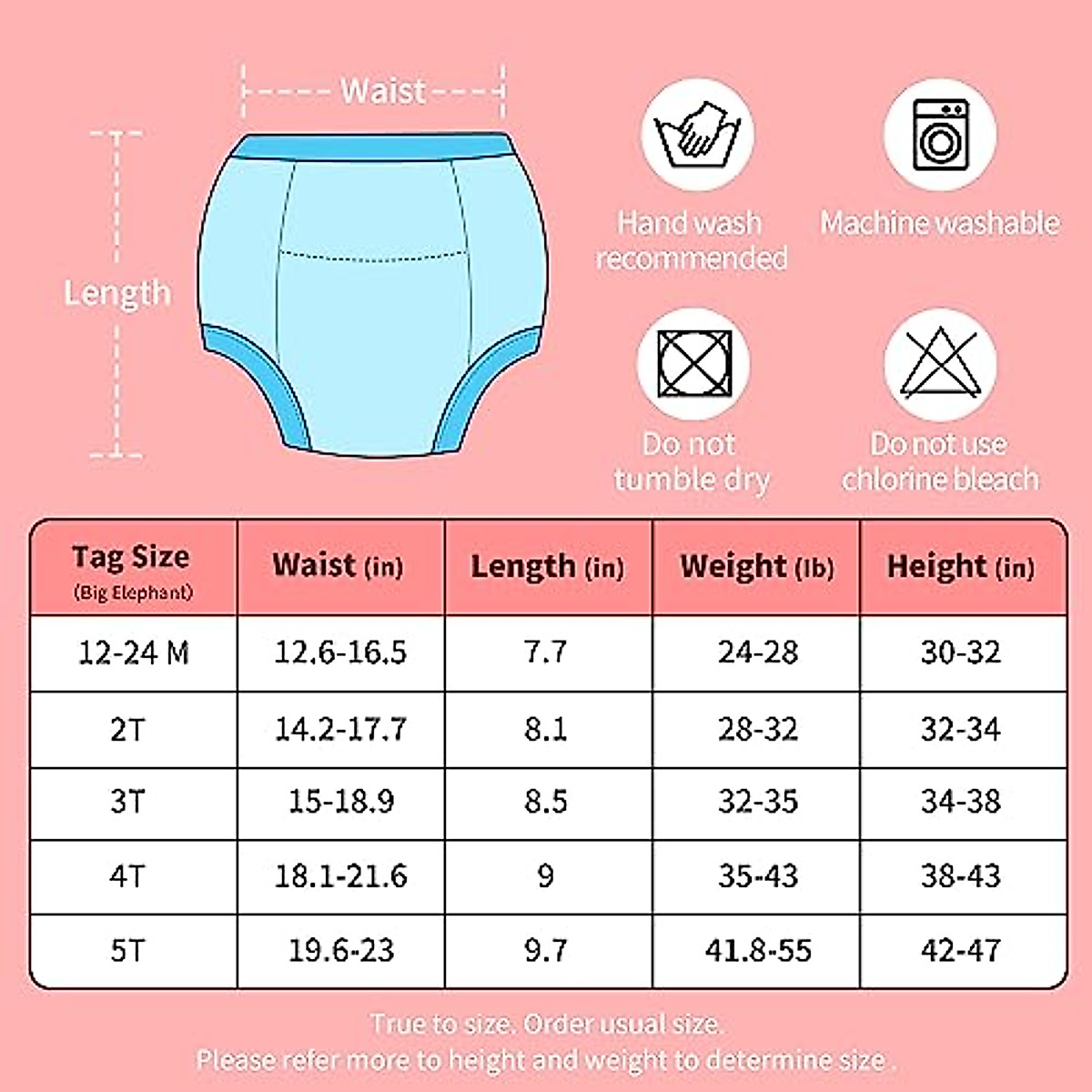 BIG ELEPHANT Baby Girls' Padded Potty Training Pants Underwear 6 Pack, 4T