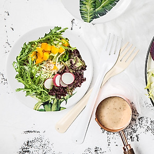 YUYHQCBT 8 Inch Set of 4 Assorted Designs, Porcelain Plates With Plants Patterns,Ceramic Dinnerware Plates, Dishware With Black Rim for Sandwiches Salad Pasta, Microwave Oven Dishwasher Safe