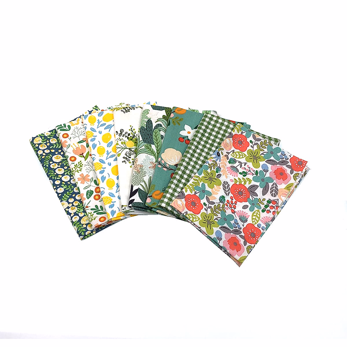 8PCS 25cmX25cm Fat Quarters Green Color Cotton Patchwork Fabric Bundle Squares Quilting Scrapbooking Sewing Art Craft