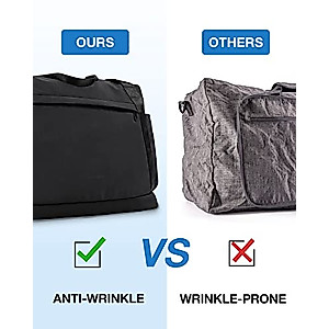 Foldable Duffle Bag, BAGSMART 29L Tote Travel Bag Gym Sports Bag for Women, Carry On Luggage Weekender Overnight Bag for Travel Essentials(Black)