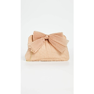 Loeffler Randall Women's Rayne Pleated Frame Clutch with Bow, Beauty, Pink, Tan, Small
