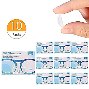 SMARTTOP 2.5mm Eyeglasses Air Bag Stick on Silicone Nose Pads-Upgrade 10Pairs Eyeglasses Nose Pads for Plastic Frame-for Sunglasses Anti-Slip-Glasses Repair Kits for Man and Women(10PAIRS Crystal