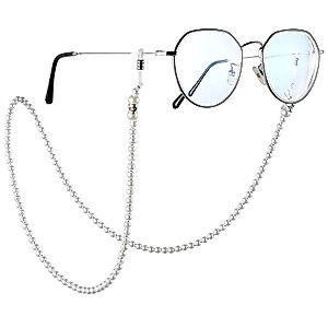 OCR White Pearl Beaded Eyeglass Chain , Eyewear Sunglasses Cord Neck Strap Holder