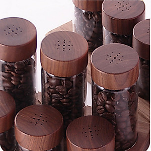 Ulimitada Coffee Bean Storage Tubes, 6 Tubes Single Dose Coffee Bean Container Cellar with Wooden Stand and 35-40g Glass Vials