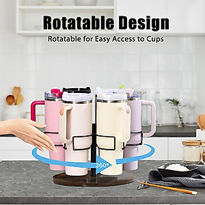 Water Bottle Organizer for Stanley 40 oz Tumbler with Handle, Rotatable Cup Holder for Stanley, Kitchen Organizers and Storage for Stanley Cup Accessories, Water Bottle Holder Wine Rack (Black)