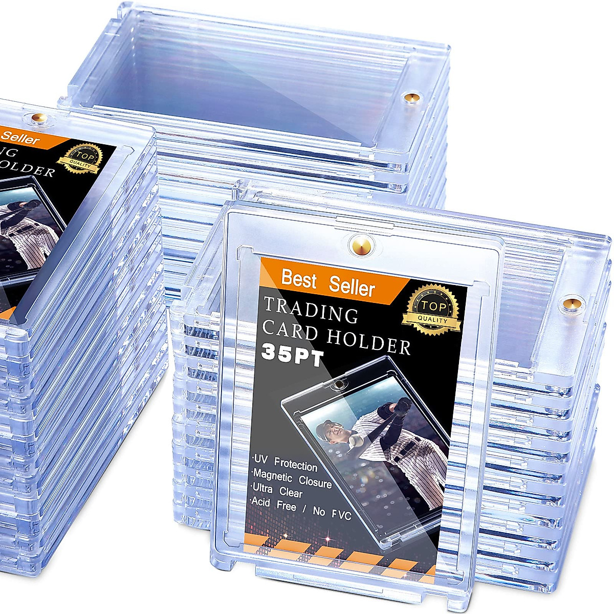 35PT Magnetic Card Holders Trading Card Protectors Baseball Card Protectors Magnetic Card Sleeves for Game Sports Cards Baseball Cards Display (50 Pieces)