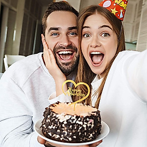 6pcs Happy Anniversary Cake Topper, Gold Sliver Wedding Anniversary Acrylic Cake Toppers, Happy Anniversary Party Decorating supplies