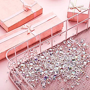 Hicarer 4000 Pieces Clear Diamonds Crystals Acrylic Gems Wedding Table Scattering Gemstones Christmas Party Decorations Bridal Shower Masquerade Vase Fillers(Crystal AB, 3 mm, 6 mm and 10 mm)