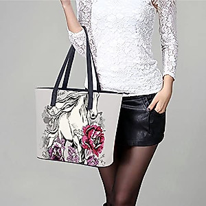 Womens Handbag Horse Flower Leather Tote Bag Top Handle Satchel Bags For Lady