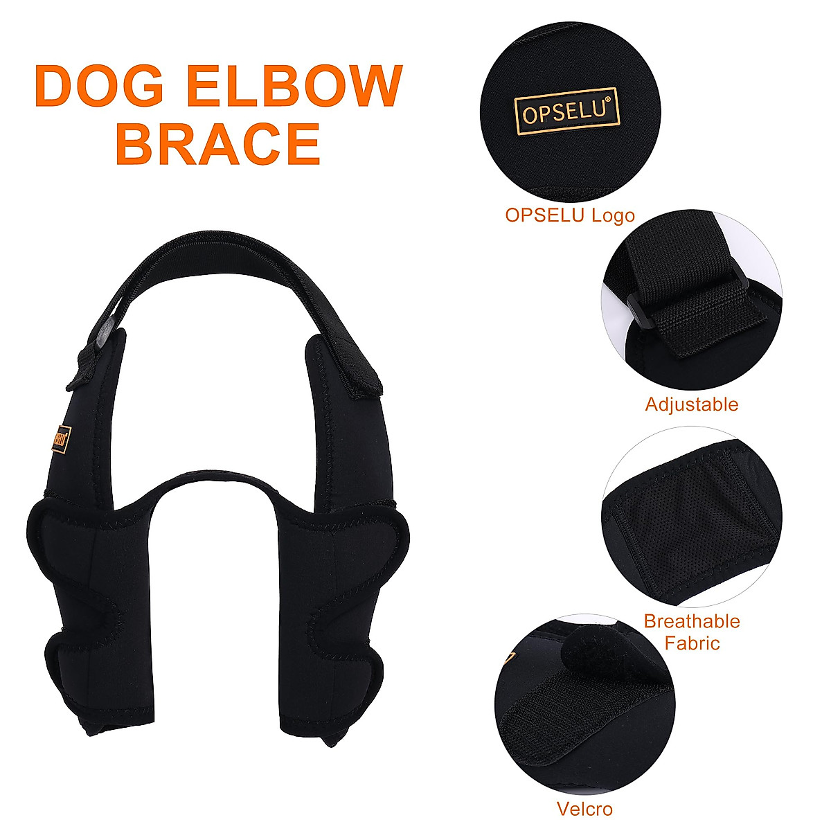 OPSELU Dog Elbow Protector,Adjustable Straps Dog Shoulder Brace,Lightweight Dog Front Leg Brace for Shoulder Dislocation, Pressure Sores,Elbow Injury and Loss of Stability from Arthritis(Both Legs,S)