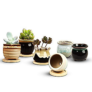 Brajttt 2.5 Inch Succulent Pot with Drainage,Planting/ Flower Pots,Small Planter for Mini Plant Ceramic Flowing Glaze Base Serial Set with Holes