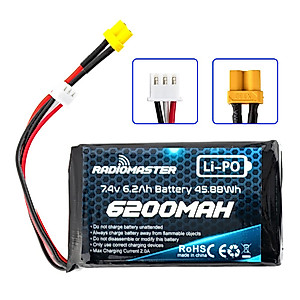 RADIOMASTER SoloGood 7.4V 2S 6200mAh Large Capacity Rechargeable Lipo Battery with XT30 JST-XH Connector Compatible Boxer TX16S Transmitter RC Car Drone Controller