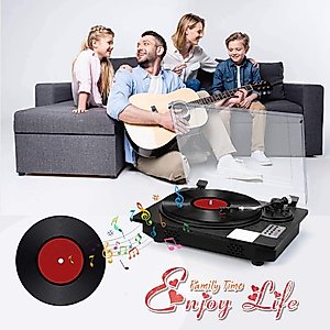 Record Player with Bluetooth Output Input for Vinyl with Speakers,Turntable for Vinyl Records Supporting Vinyl to MP3 Encoding TS USB Folder Counter Weight Speed Adjust