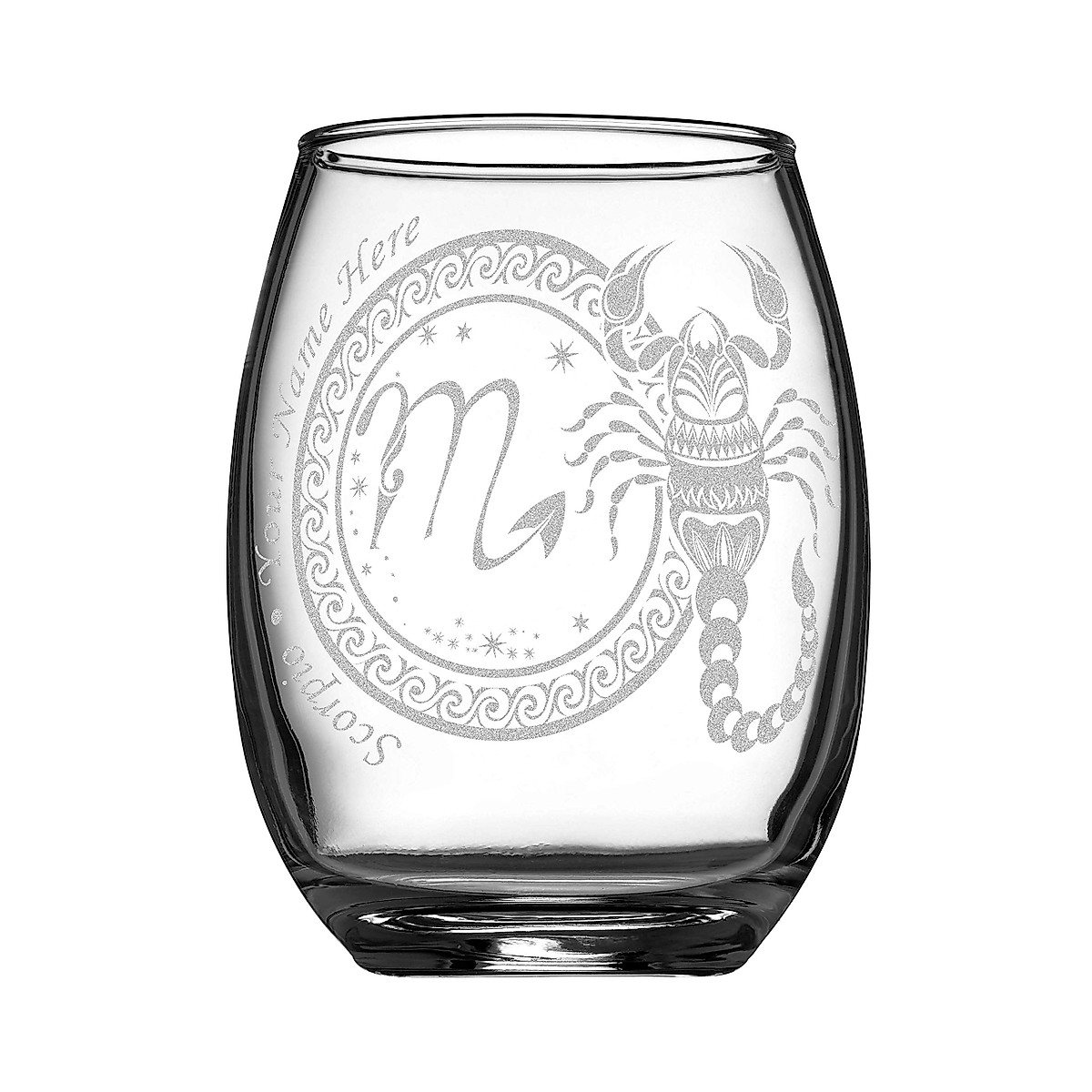 We Love Horoscope Personalized YOUR NAME HERE Laser Engraved STAR SIGN Wineglass (15oz) (SCORPIO)