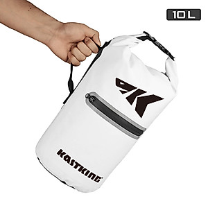KastKing Cyclone Seal Dry Bag - 100% Waterproof Bag with Phone Case Front Zippered Pocket,Perfect for Beach,Fishing,Kayaking,Boating,Hiking,Camping,Biking,Skiing,White,20L