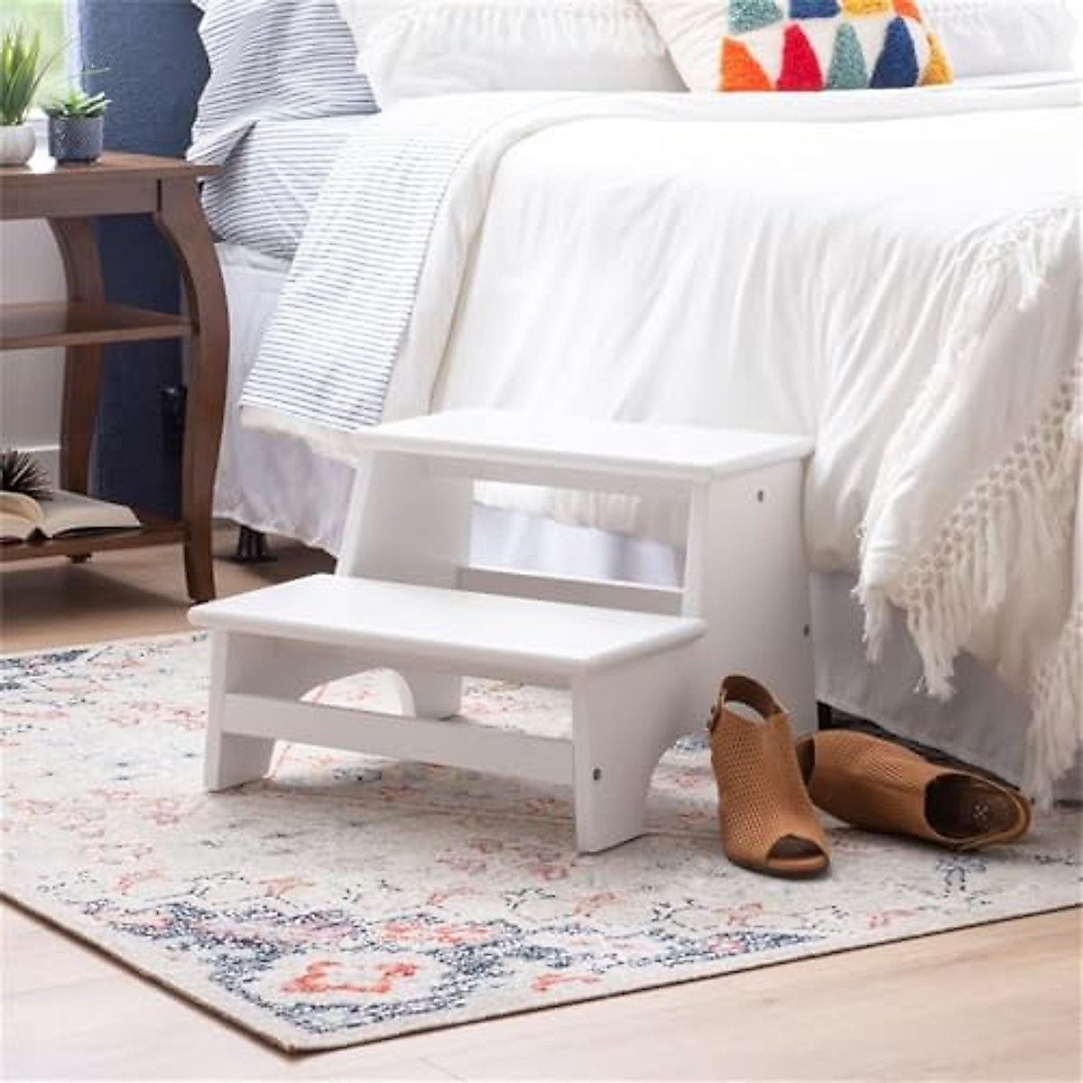 Powell Linon Tyler Wood Bed Step Stool in White
