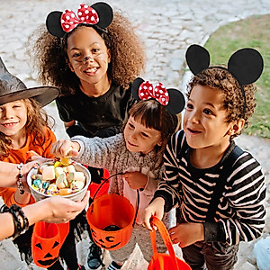 Lucky Will 20 Pack Mouse Ears Headband Classic Solid Black and Red Bow Ears Headbands Bulk for Kids and Adults - Boys & Girls Mouse Themed Birthday Party Supplies