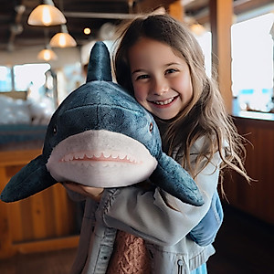 MUPI Shark Stuffed Animal 23” Shark Plush Soft Squishy Shark Toys Shark Plush Pillows, Perfect Stress Relief，Room Decoration for Boys and Girls Shark Plushies for Kids（Dark Blue）