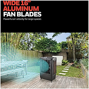 Honeywell 2100 CFM Outdoor Portable Evaporative Cooler & Fan for Patio Area, Deck, Backyard, Garage, Cools up to 850 Sq. Ft. with 3 Speeds and 36 Ft. Air Throw for Large Outdoor Spaces, Black