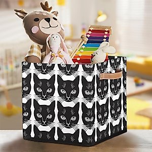 Tablerazzi Cats Pattern Cube Storage Bin, 13 Inch Collapsible Fabric Storage Cube Bin, Foldable Cube Baskets for Shelf, Closet, Organizer