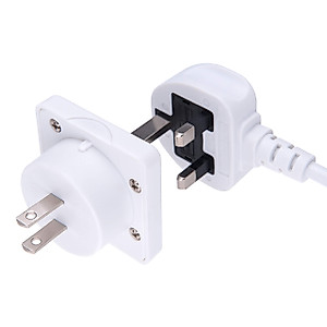 UK to US Adapter England American Socket 3 Pin to 13 Amp 2 Pin Plug Type G to Type A B | International Universal USA Travel Adaptor Adopter | for Mobile Phone Tablet Laptop | 1 x White