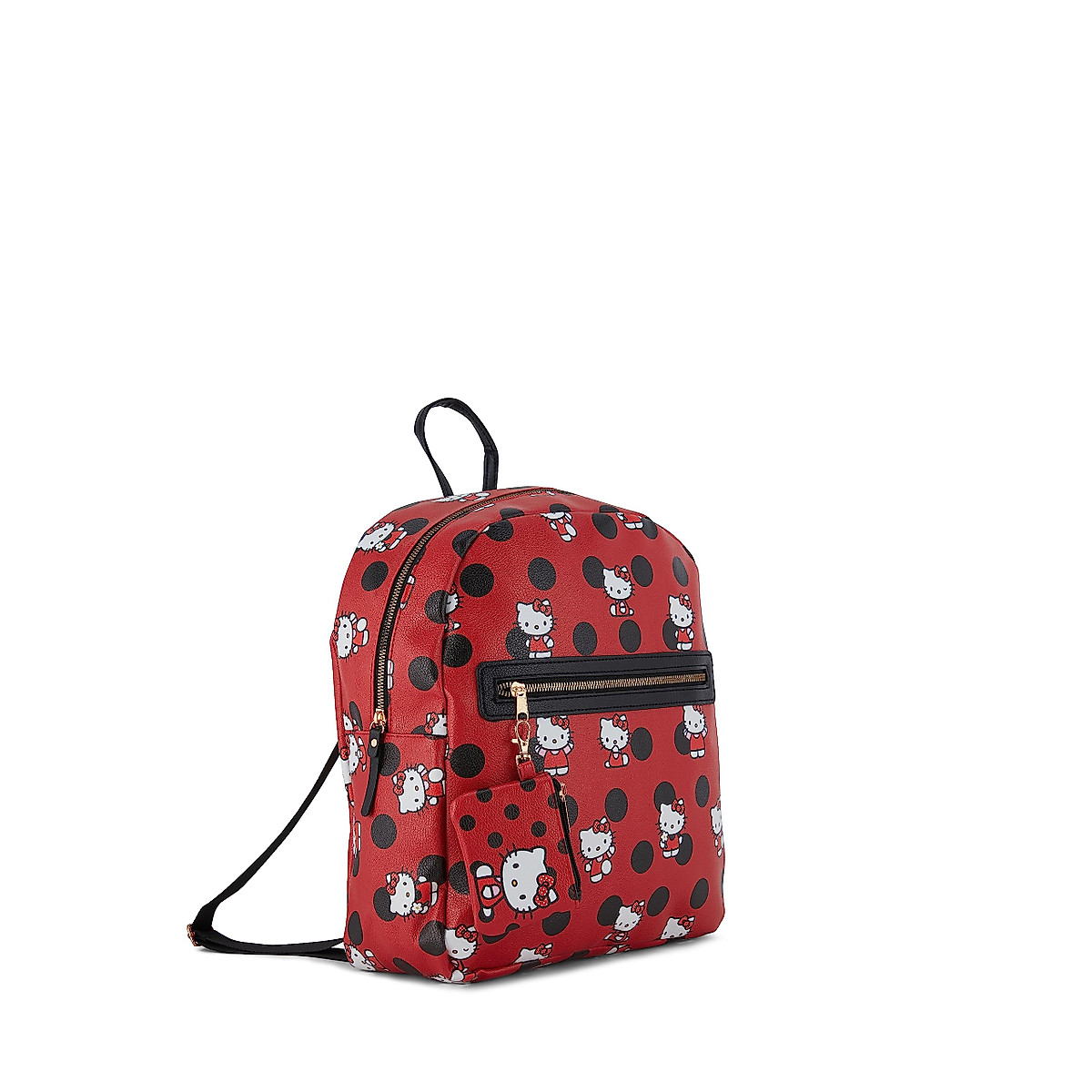 Fast Forward Hello Kitty Allover Leather Backpack - Girls, Boys, Teens, Adults - Officially Licensed Hello Kitty Faux Leather 14 Inch Backpack (Red)