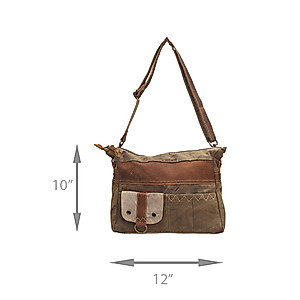 Genuine Upcycled Vintage Canvas Leather Trim Crossbody Bag