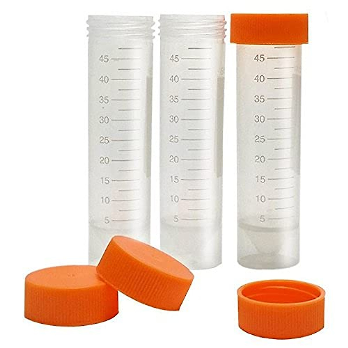 Z-COLOR 10pcs 50ml Plastic Transparent Centrifuge Tube with Scale Plastic Test Tube Free-Standing with Screw Cap