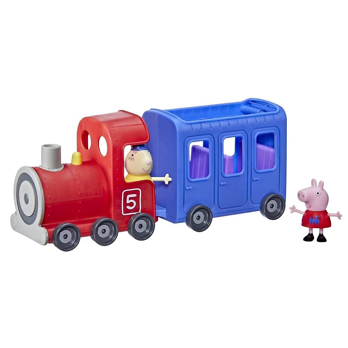 Peppa Pig Peppa’s Adventures Miss Rabbit’s Train 2-Part Detachable Vehicle Preschool Toy: 2 Figures, Rolling Wheels, for Ages 3 and Up