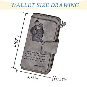 DEABOLAR Women Custom Wallet Personalized Leather Wallet Girlfriend Gift Ladies Wallet (Gray)