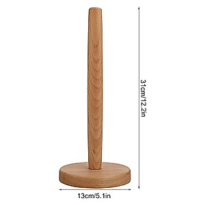Paper Towel Holder ,DNIEBW Kitchen Paper Hanger Rack Bathroom Towel Roll Stand Organizer Simply Standing Countertop Wooden Paper Roll Holder for Cabinet,Table (Round Bottom)