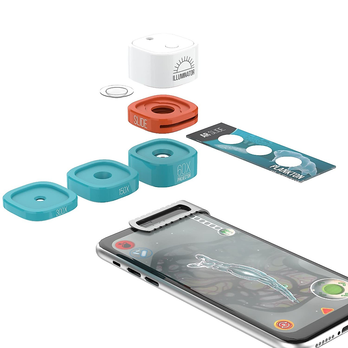 Eastcolight Micro Flip 300X Mini Pocket Microscope Mobile Camera, Phone Microscope with Detachable Lenses for Most Smartphone, Portable Micro Magnetic Blocks for Kids Adults