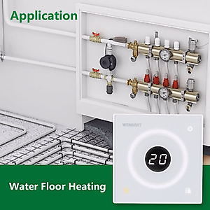 Wengart Heat Only Thermostat WG502,Line Voltage 120v 3A Touch Screen for Floor Heating Link Gas Boiler White