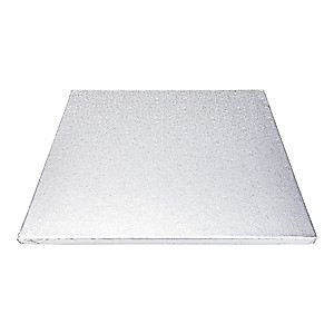 Restaurantware Pastry Tek 12 Inch Cake Board 1 Durable Cake Drum - Square Covered Edges Metallic Silver Paper Cake Base Disposable For Birthdays Weddings Or Parties
