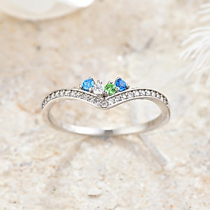 SOWORTH Mothers Ring with 1-5 Birthstones, S925 Silver Personalized Birthstone Rings for Women, Promise Ring, Custom Gifts for Mom Grandma (8)