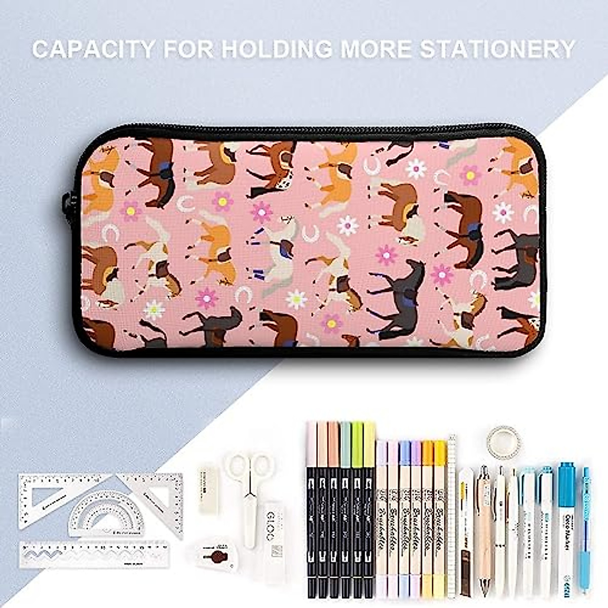 DTCCET 3PCS Cartoon Horse Backpack Set, Horse Laptop Bag Cute Shoulders Backpack with Lunch Bags, Horse Lovers Daypack(Horse)