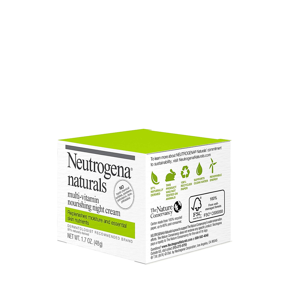 Neutrogena Naturals Multi-Vitamin Moisturizing & Nourishing Night Face Cream with Antioxidant Bionutrients & Vitamins B, C & E, Non-Comedogenic & Sulfate-, Paraben-, Phthalate- & Dye-Free, 1.7 oz