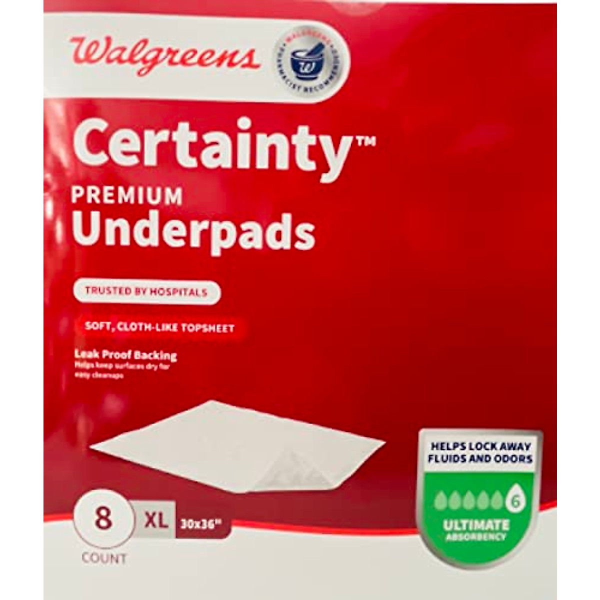 Walgreens Certainty Premium Underpads Ultimate Absorbency X-Large 8.0ea